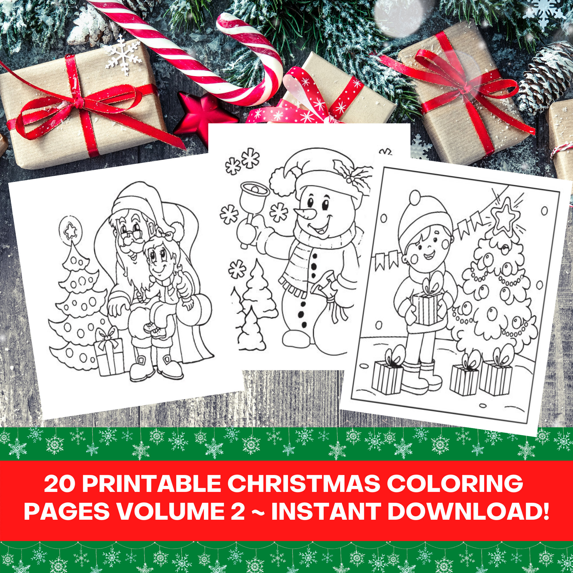 20 Printable Christmas Coloring Pages Bundle VOLUME 2, 20 Fun Christmas ...