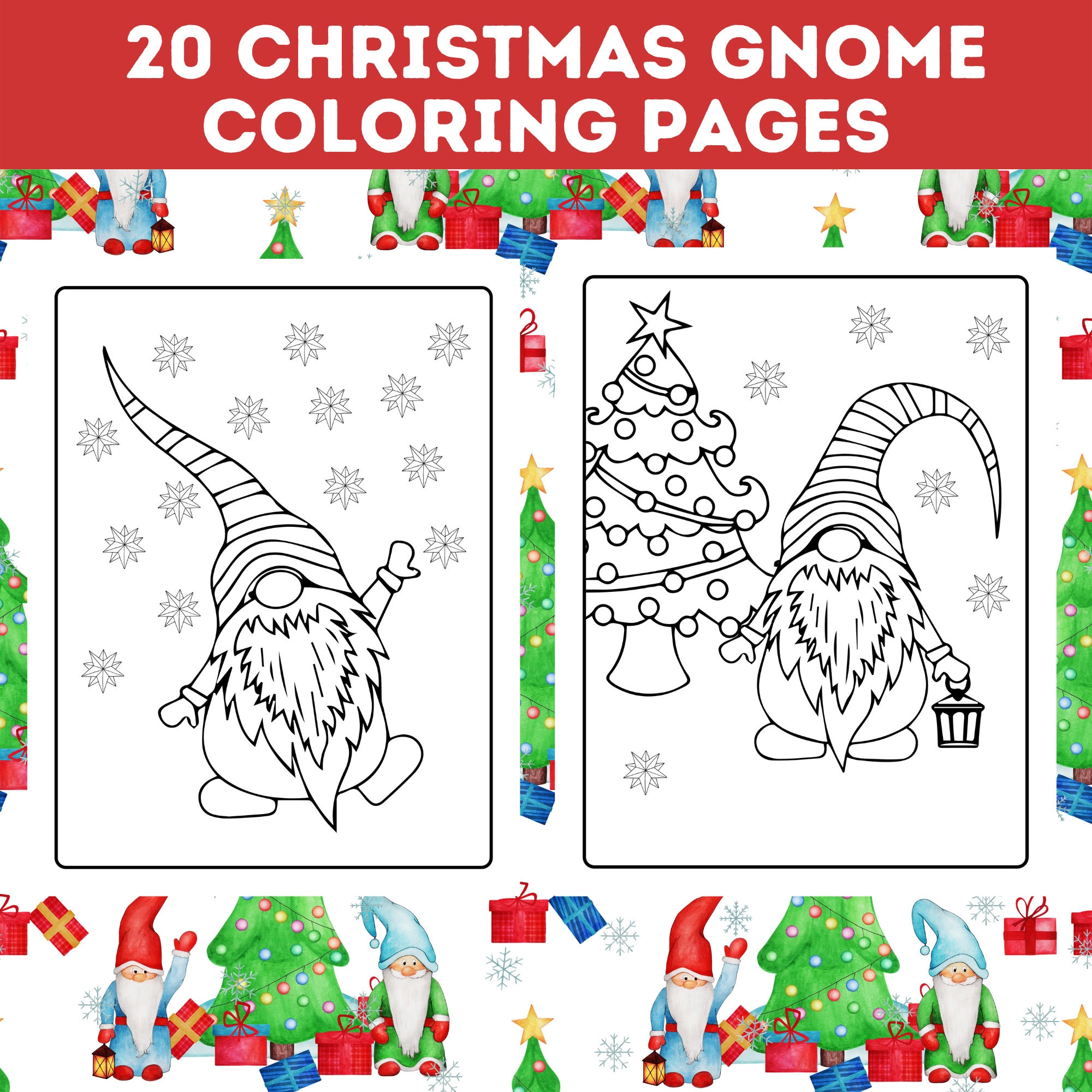20 Christmas Gnome Coloring Pages for Kids, Christmas Kids Printables ...