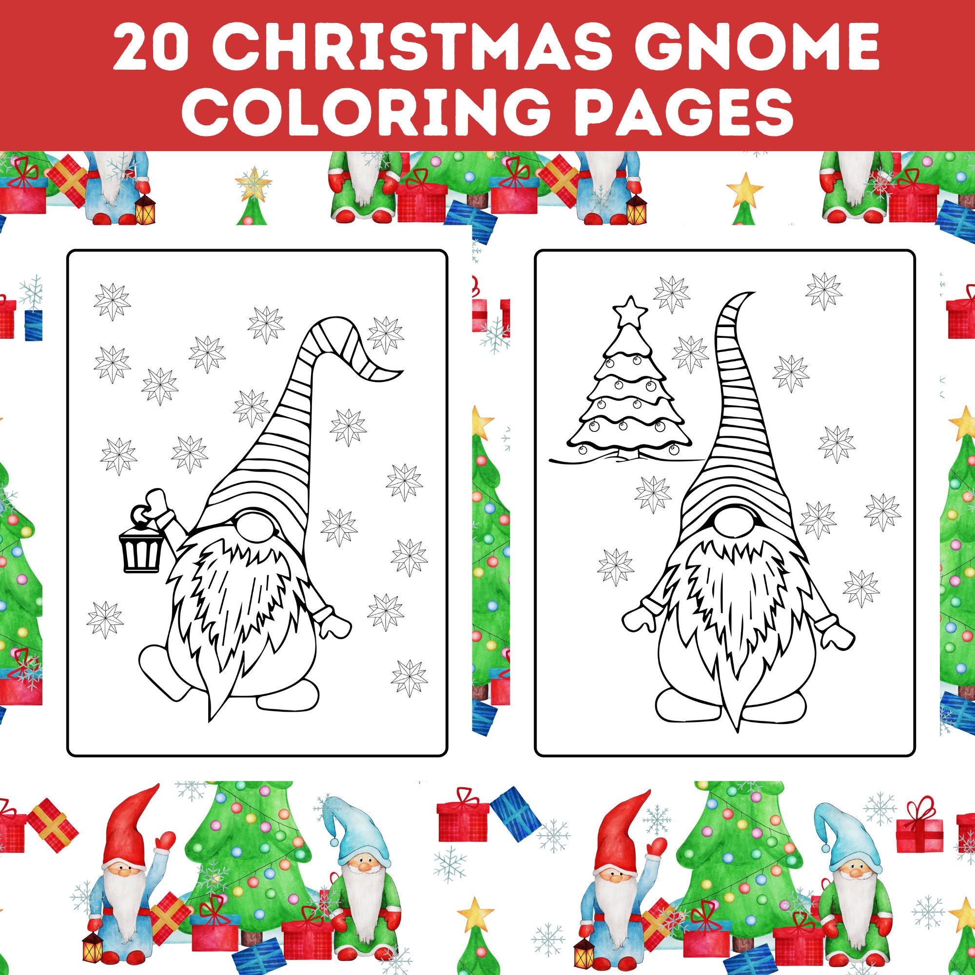 20 Christmas Gnome Coloring Pages for Kids Christmas Kids - Etsy