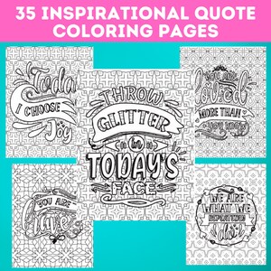 35 Printable Inspirational Quote Coloring Pages Bundle, Motivational ...