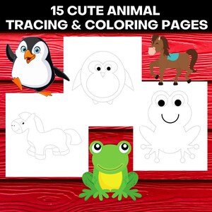 15 Printable Animal Tracing And Coloring Pages Bundle Learn | Etsy