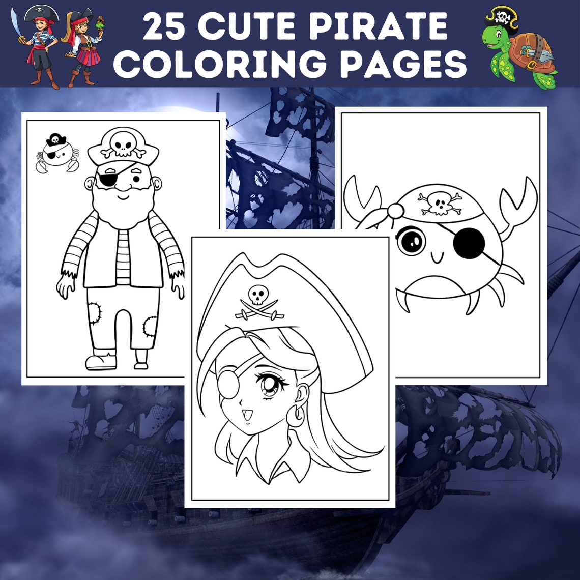 25 Cute Pirate Coloring Pages, Pirate Printable, Pirates, Ship, Parrots ...