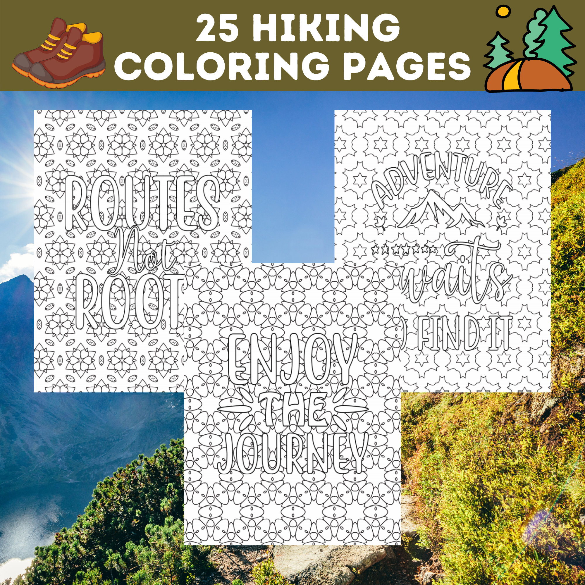 25 Hiking Coloring Pages, Great Outdoor Adventures Printables, Hiking ...