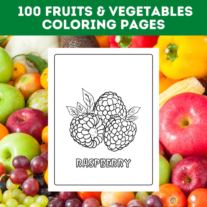 100 Fruits & Vegetables Coloring Pages Bundle Fruits and - Etsy