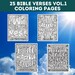 25 Bible Verses Volume 1 Coloring Pages Bundle, Bible Quotes Printable ...