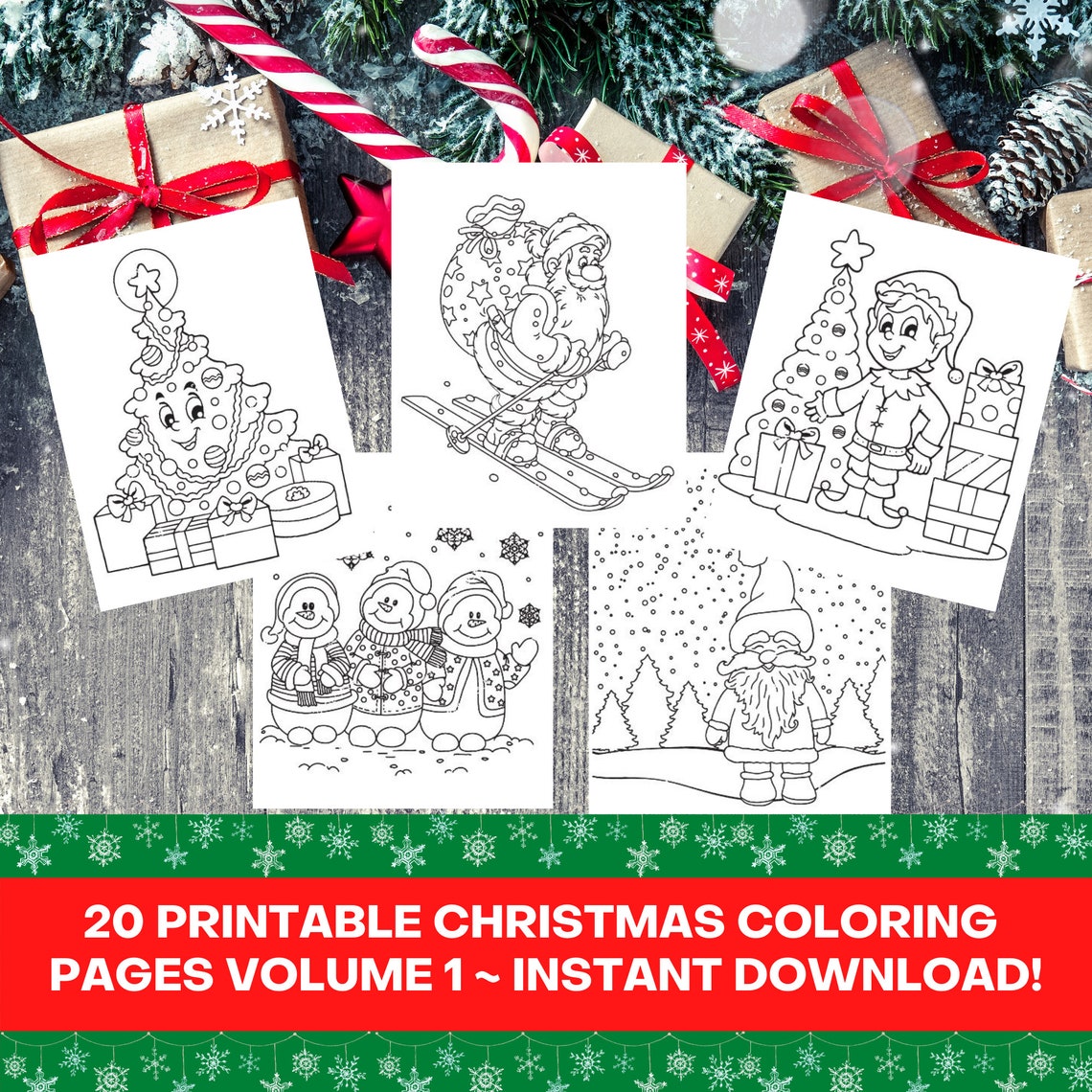 20 Printable Christmas Coloring Pages Bundle VOLUME 1, 20 Fun Christmas ...
