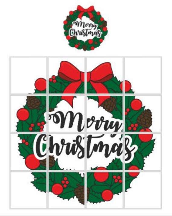 Merry Christmas Wreath Printable Jigsaw Puzzle 16 Piece | Etsy