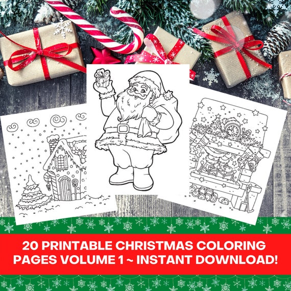 20 Printable Christmas Coloring Pages Bundle VOLUME 1 20 Fun | Etsy