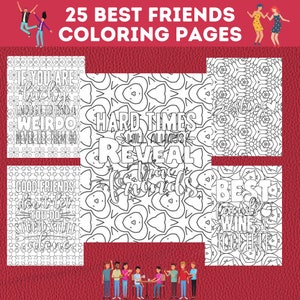 25 Printable Friendship Coloring Pages Bundle, Best Friend Quote ...