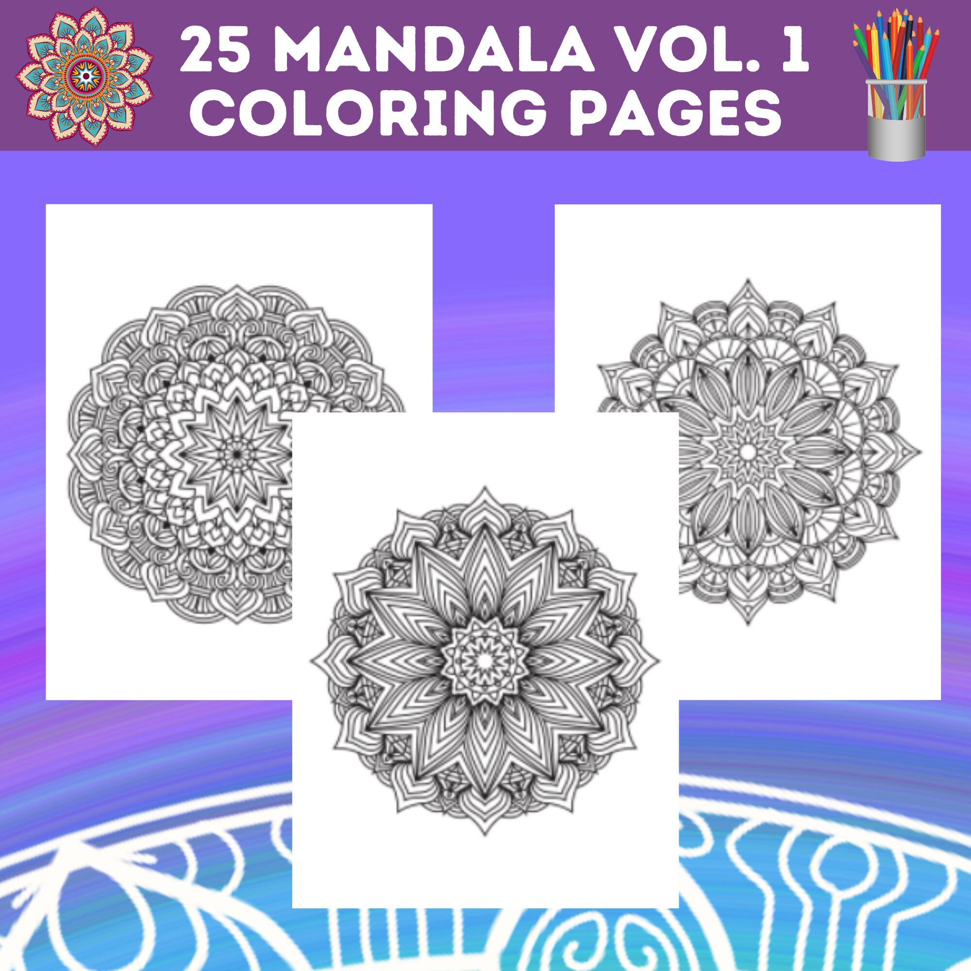 25 Beautiful Mandala Coloring Pages Bundle, Intricate Pattern Mandala ...