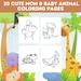 20 Cute Mom and Baby Animal Coloring Pages Bundle, Cute Baby Animal ...