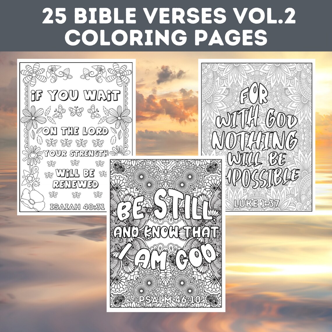25 Bible Verses Volume 2 Coloring Pages Bundle Bible Quotes | Etsy