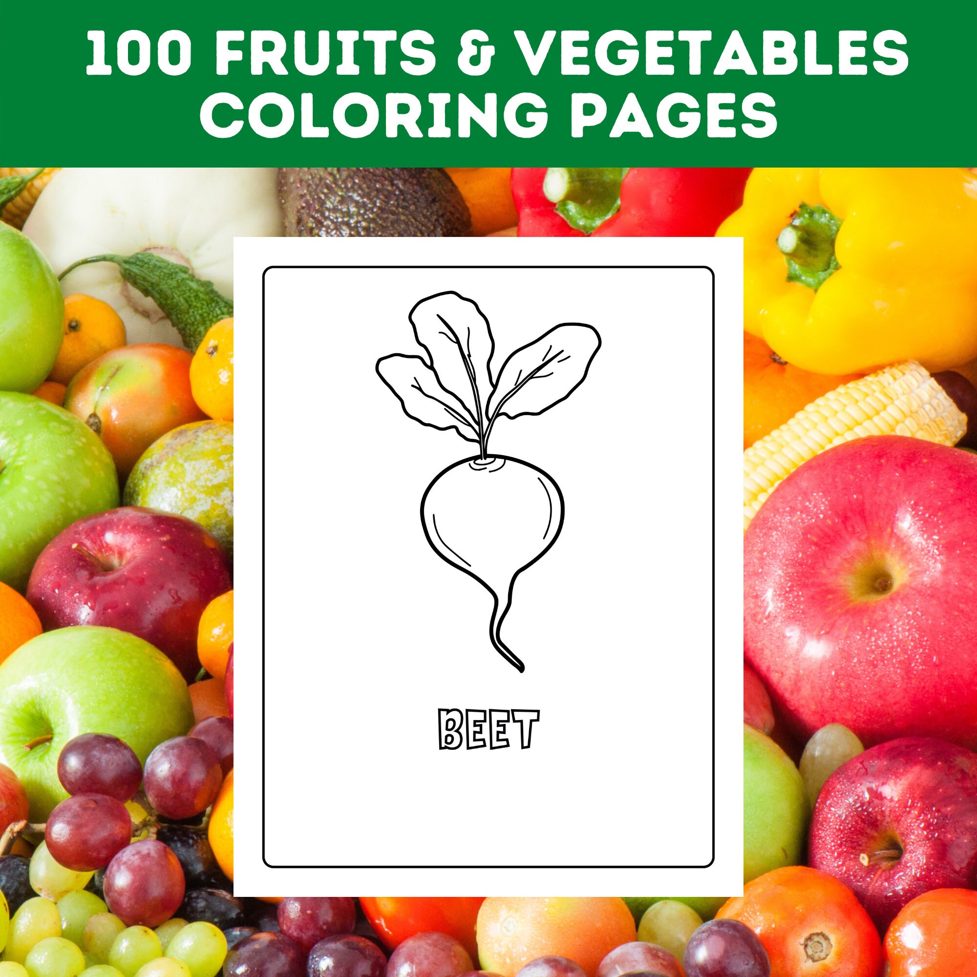 100 Fruits & Vegetables Coloring Pages Bundle Fruits and - Etsy