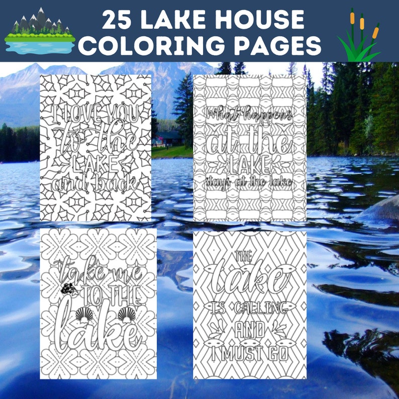 25 Lake House Coloring Pages Bundle, Lake Lover Printables, Lake ...