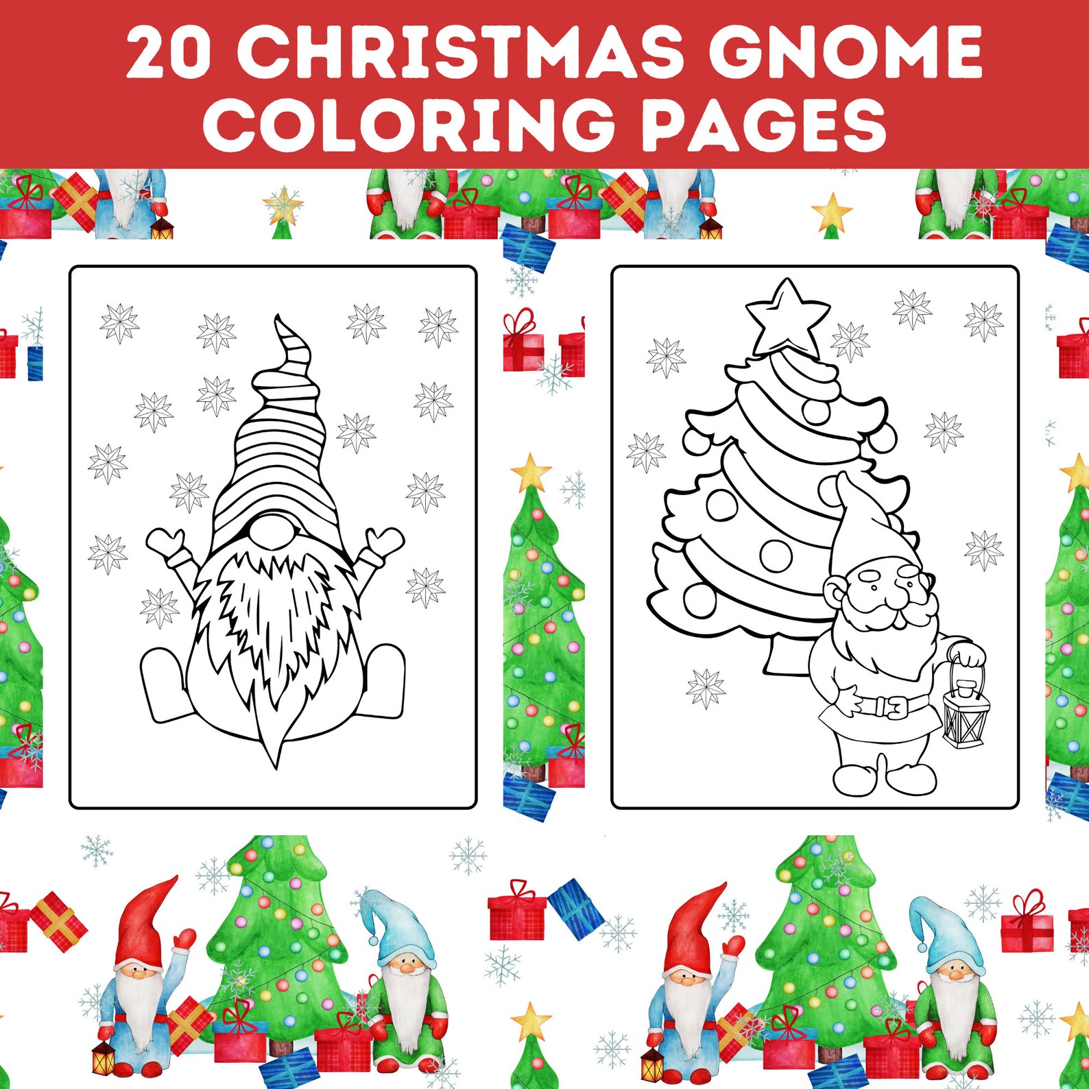 20 Christmas Gnome Coloring Pages for Kids, Christmas Kids Printables ...