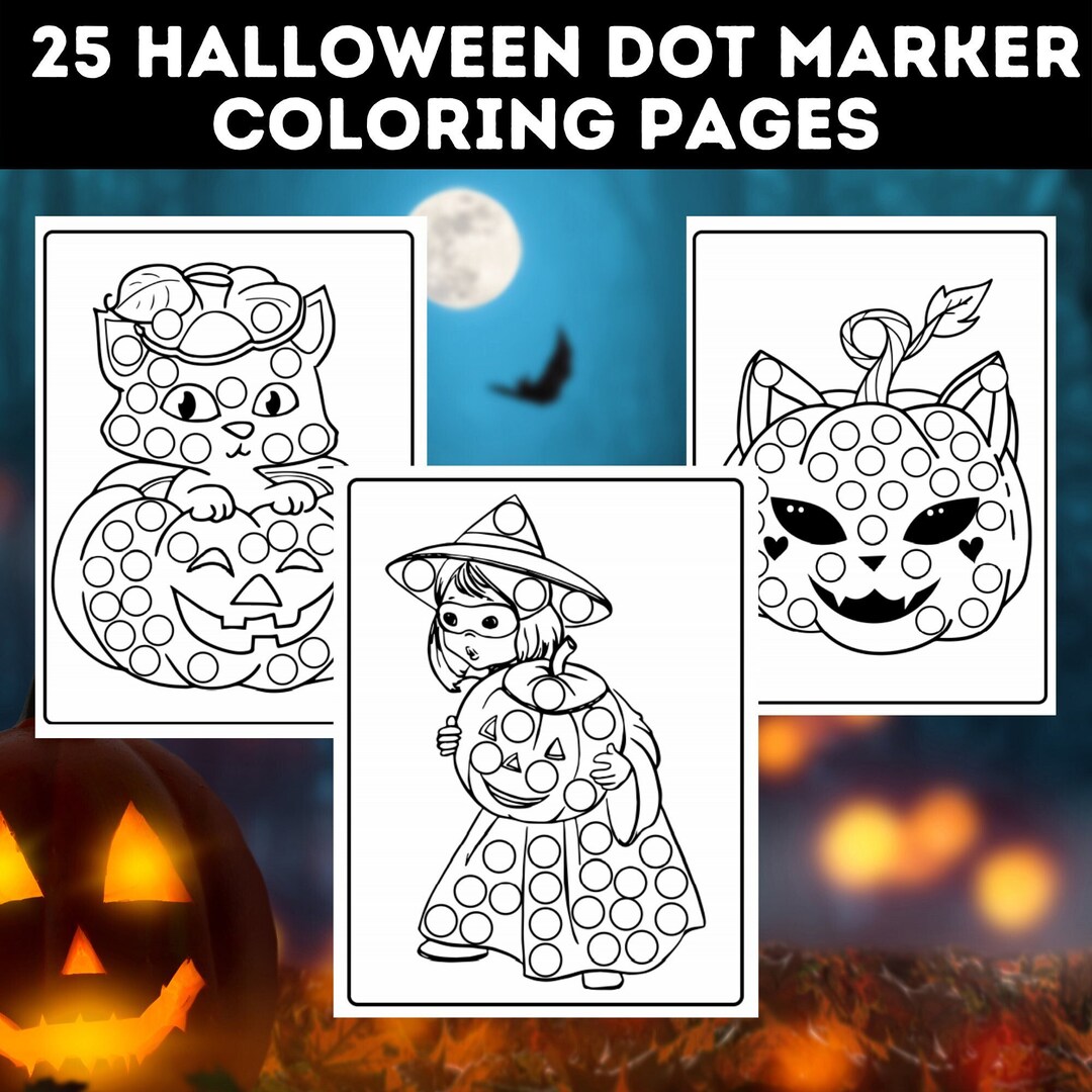 25 Kids Halloween Dot Marker Coloring Pages Bundle, Halloween Kids ...