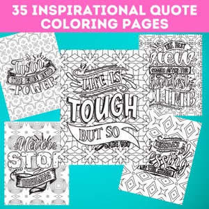 35 Printable Inspirational Quote Coloring Pages Bundle, Motivational ...