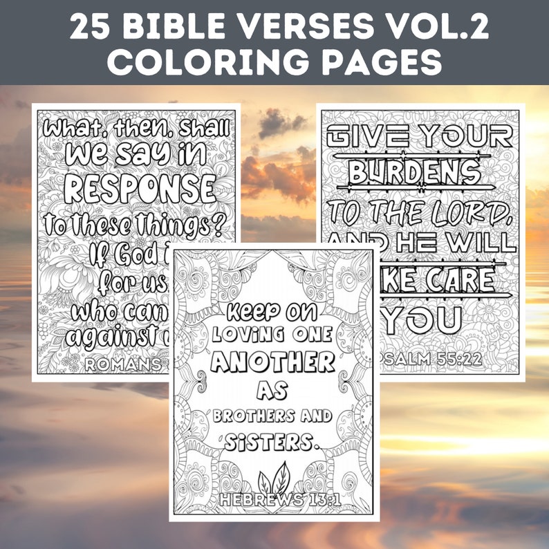 25 Bible Verses Volume 2 Coloring Pages Bundle, Bible Quotes Printable ...