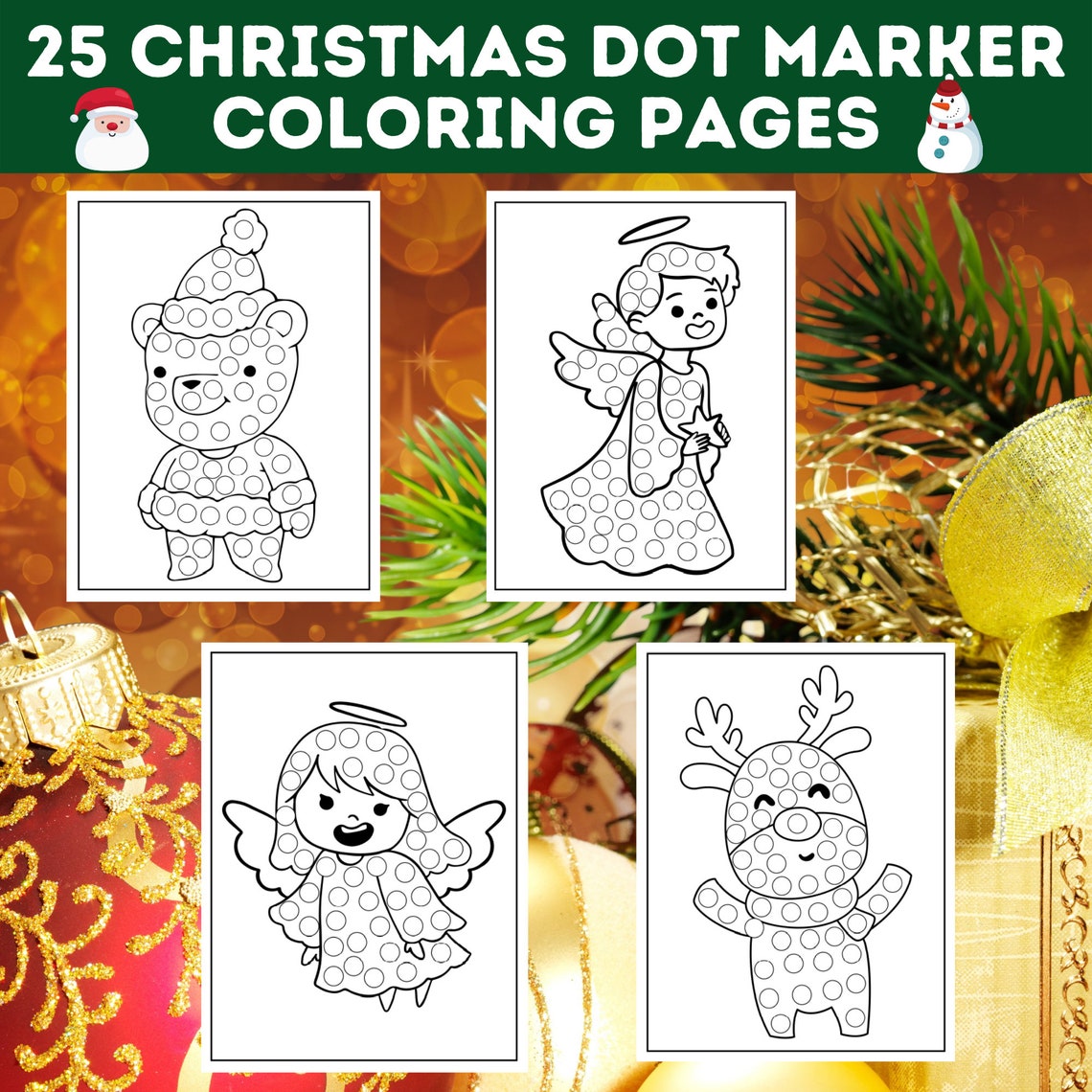 25 Kids Christmas Dot Marker Coloring Pages Santa Claus - Etsy