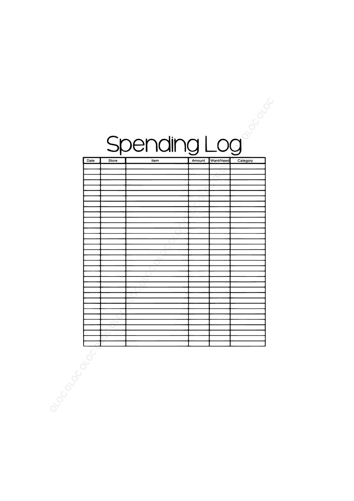 Spending Log Tracker PNG PDF Digital Download - Etsy
