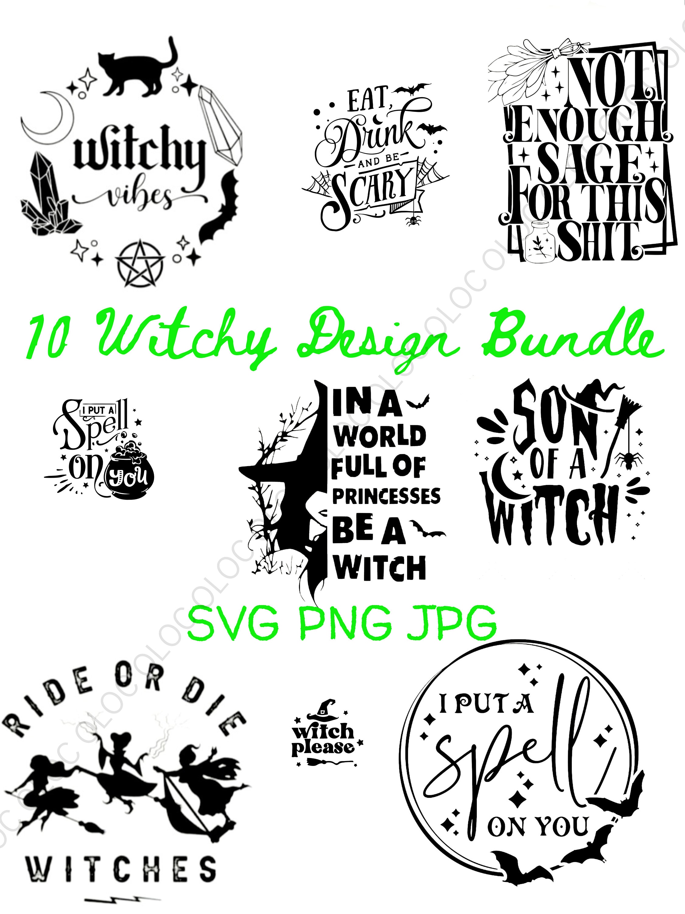 10 Witch Bundle Halloween Clip Art PNG SVG JPG Digital Download Art ...