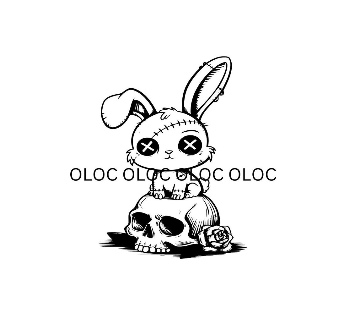 Evil Bunny PNG SVG JPG Digital Download File Bunny Skull Clip Art Print ...