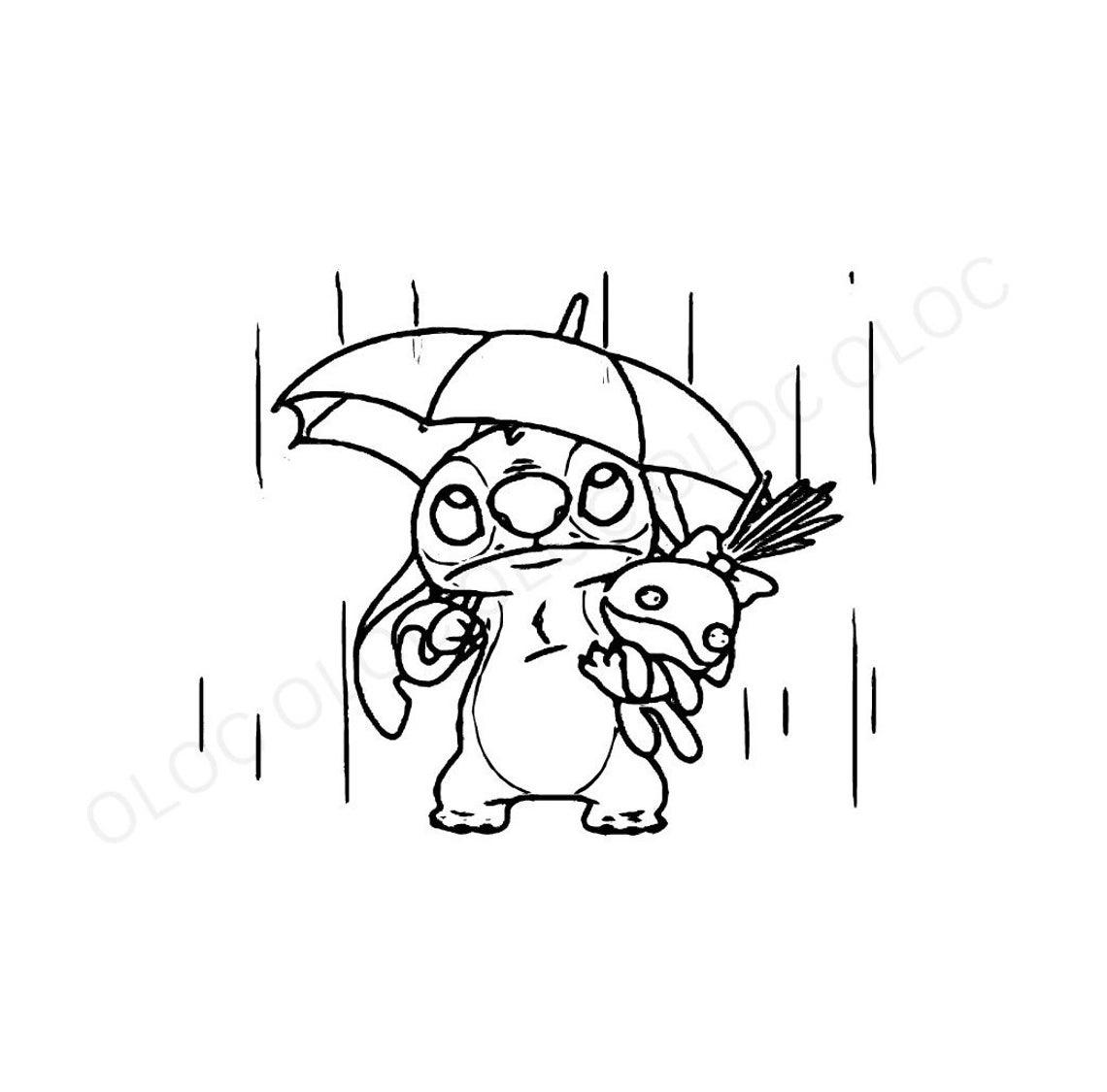 Stitch Raining PNG SVG JPG Digital Download File Lilo and Stitch Clip ...