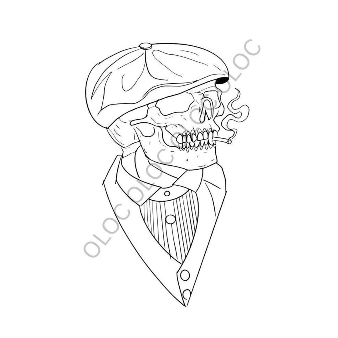 Peaky Blinder Skull Clip Art SVG PNG JPG Digital Download - Etsy