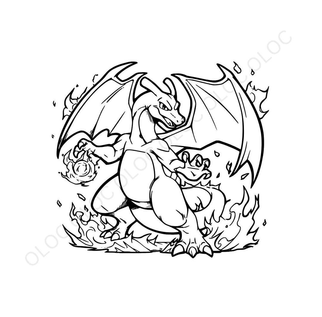 Charizard Fire PNG SVG JPG Clip Art Pokémon Digital Download File Print ...