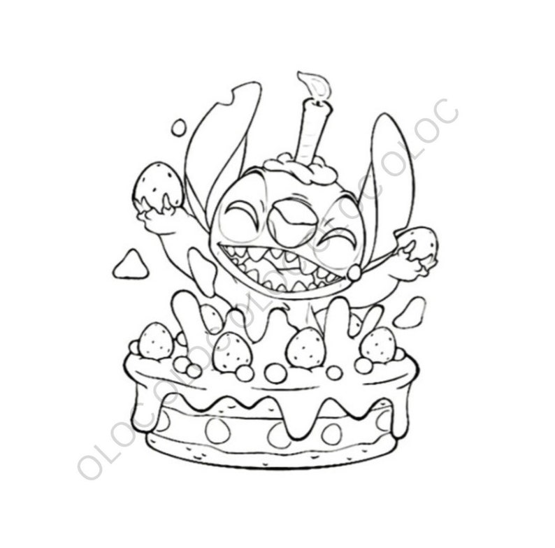Stitch Birthday Cake Clip Art PNG SVG JPG Digital Download Art Card - Etsy