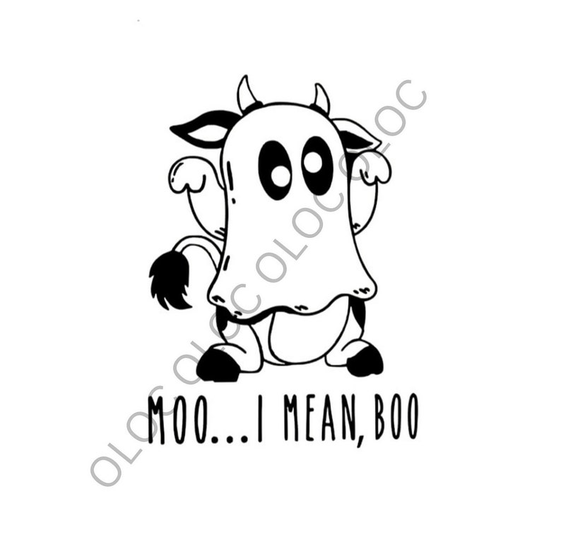 Spooky Ghost Cow Halloween Clip Art PNG SVG JPG Digital Download Art ...