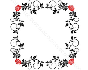 Rose Frame SVG Bundle,rose Corner Frame Svg,rose Border Svg,rose ...