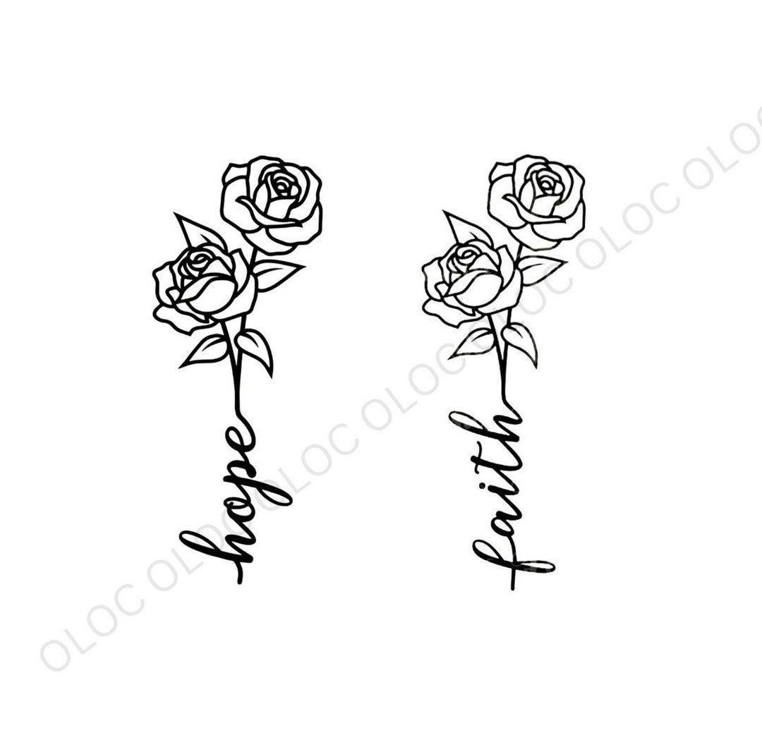 Hope and Faith Roses Drawn Clip Art PNG SVG JPG Digital Download Art - Etsy