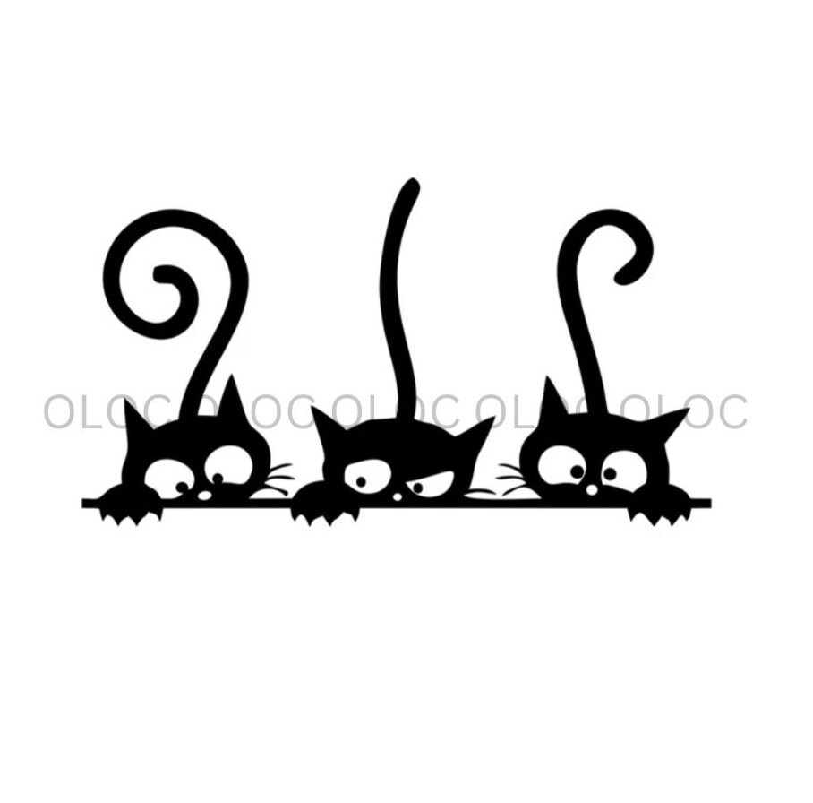 3 Black Cats Clip Art PNG SVG JPG Digital Download File Halloween Cats ...