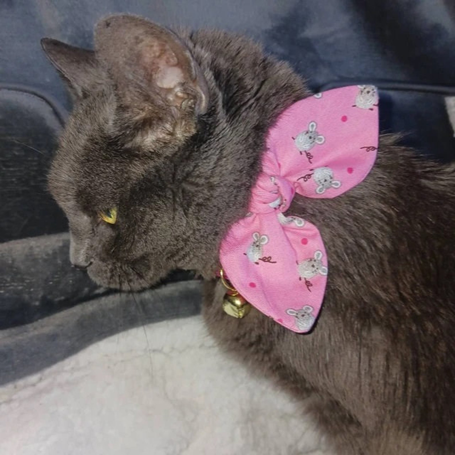 Cat Collar MICE ARE NICE pink Handmade Breakaway Buckles Soft Collars ...