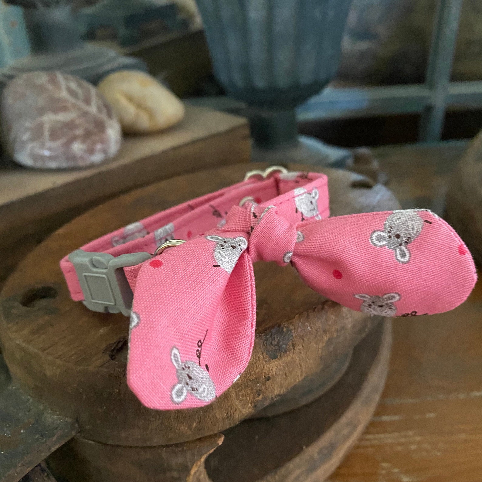 Cat Collar MICE ARE NICE pink Handmade Breakaway Buckles Soft Collars ...