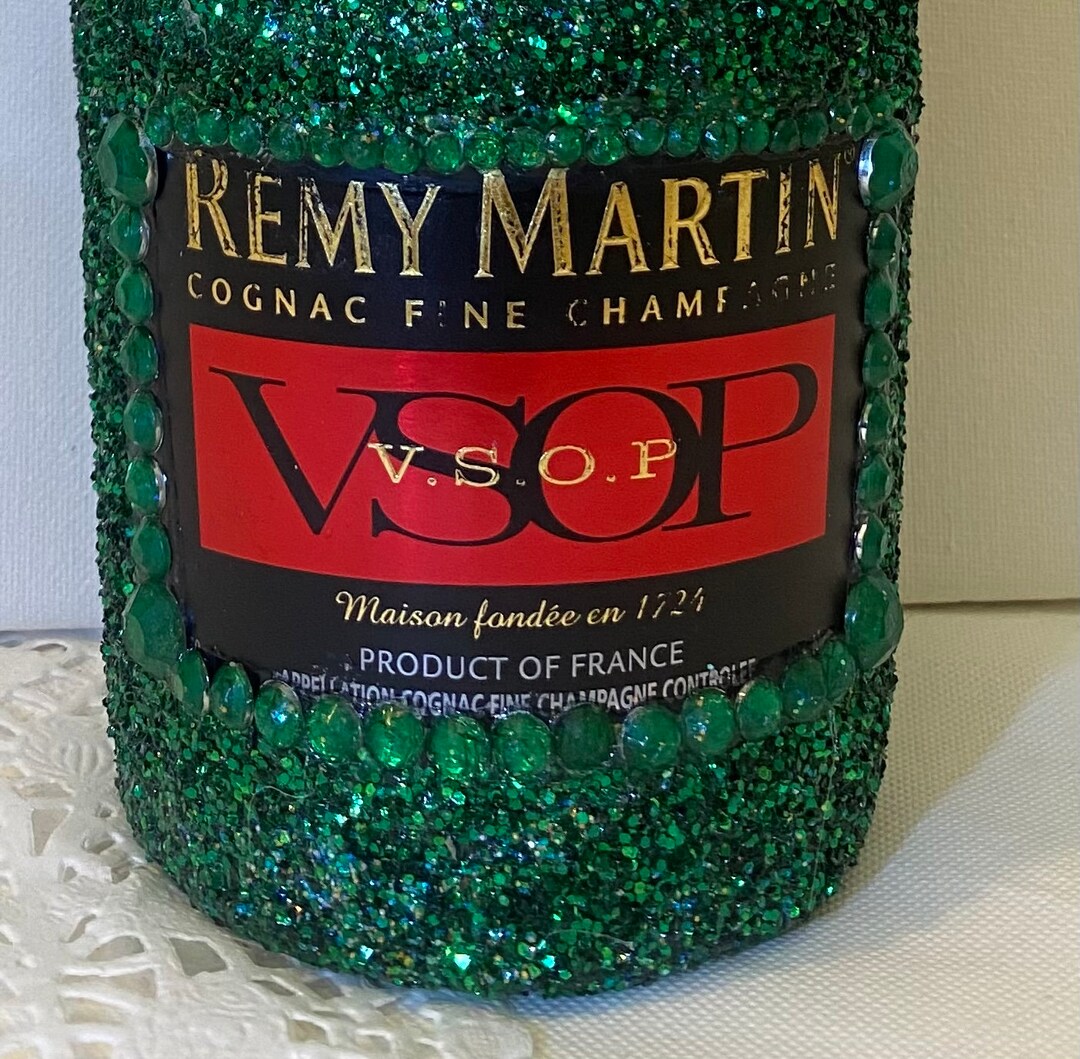 Green Glitter Remy Martin Bottle: Handmade Bar Decor (empty) - Etsy