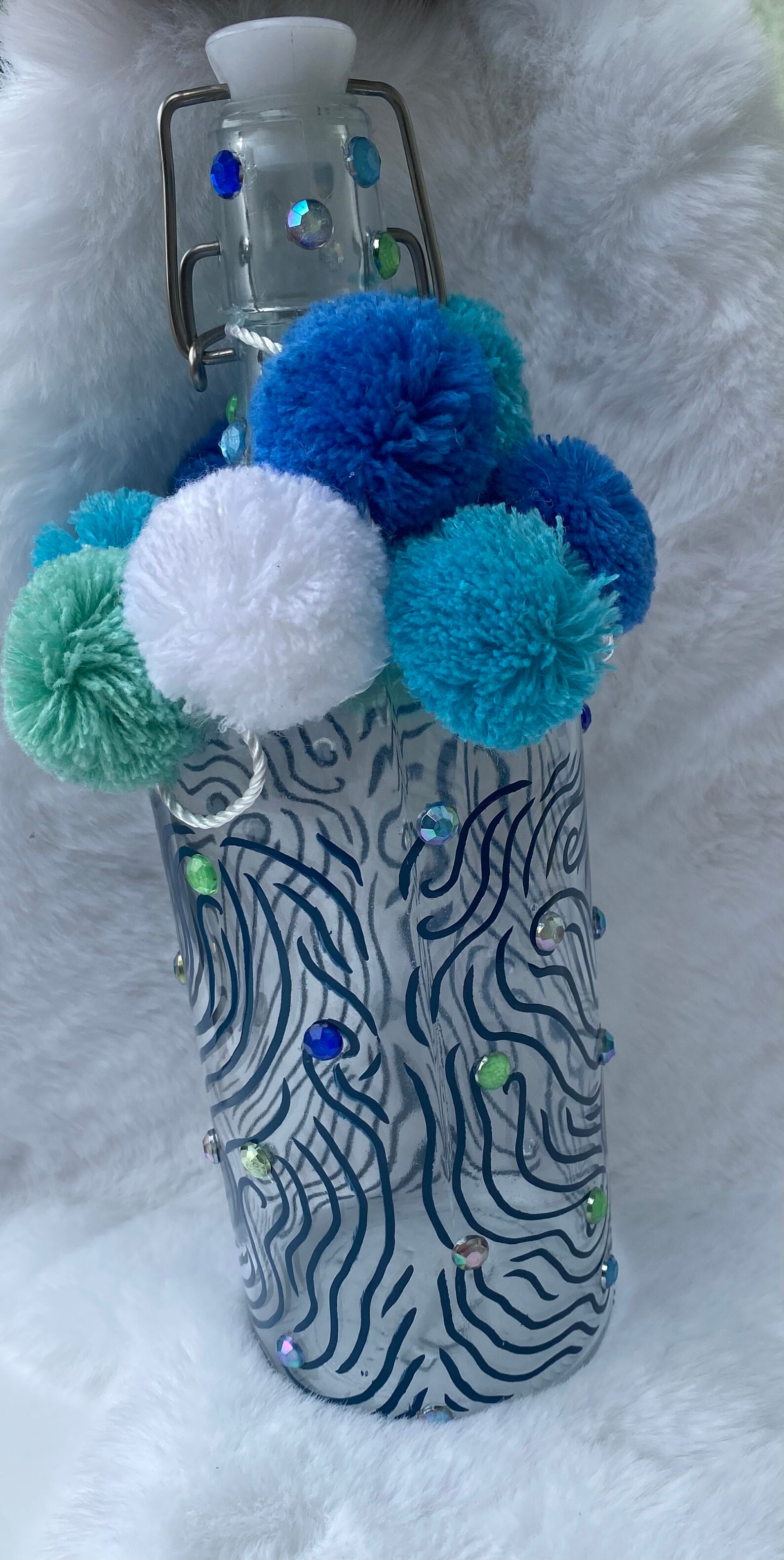 Blue Bottle|decorated Bottle|bedazzled Bottle|bling Bottle|empty Bottle ...
