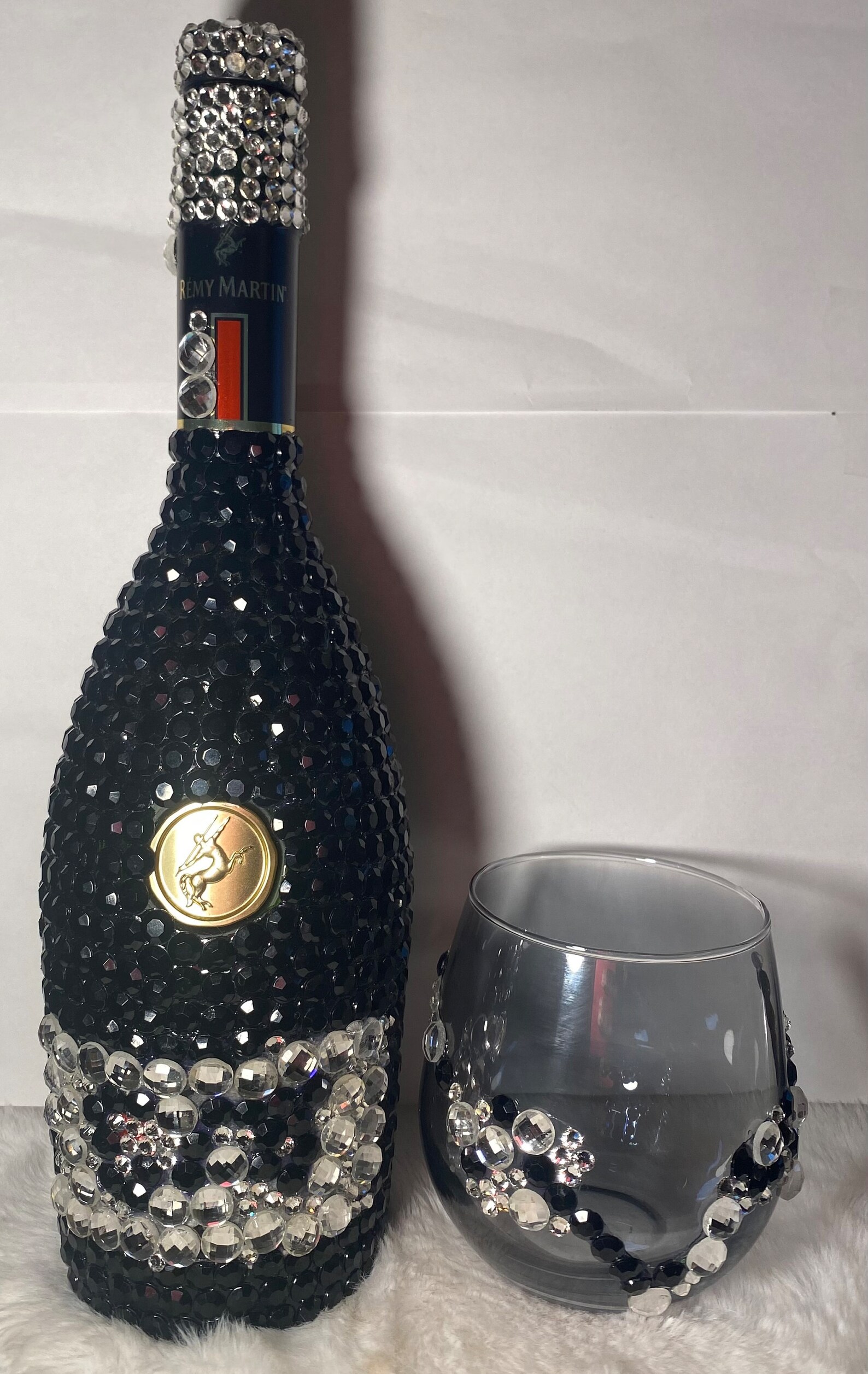 Bedazzled Bottle, Rhinestone Glass, Glass, Gift Set, Bling Gift, Bar ...