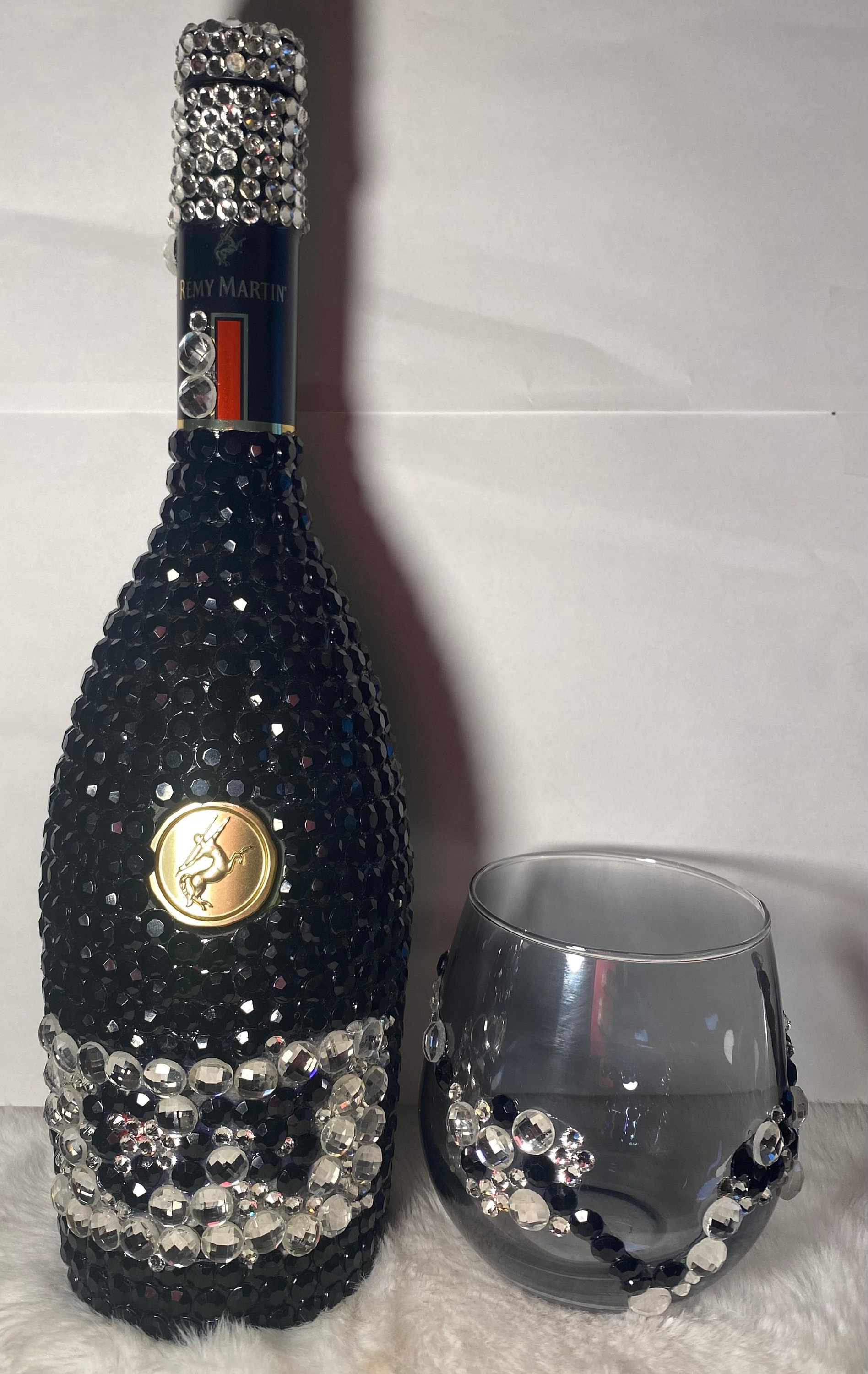 Bedazzled Bottle, Rhinestone Glass, Glass, Gift Set, Bling Gift, Bar ...
