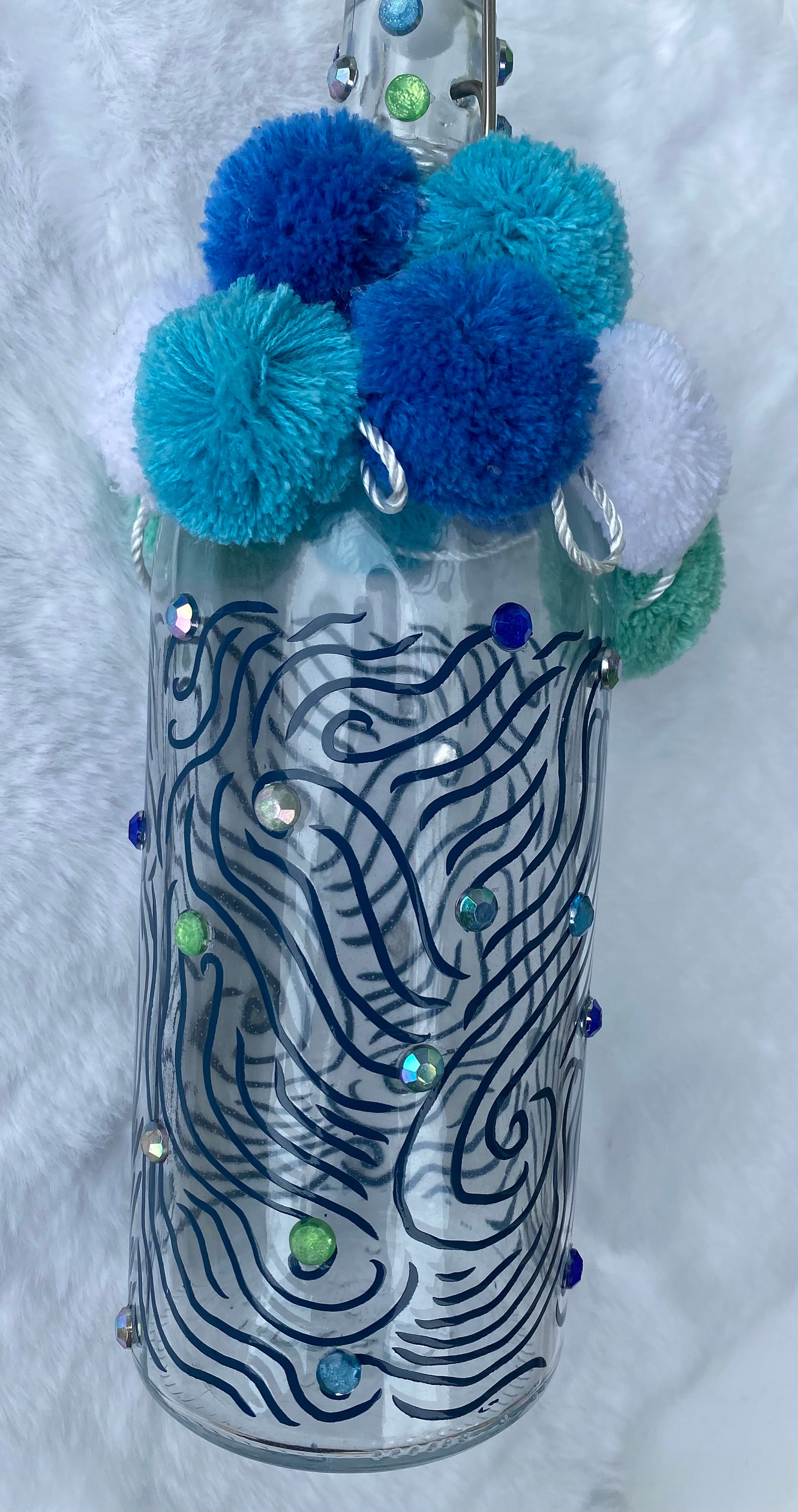 Blue Bottle|decorated Bottle|bedazzled Bottle|bling Bottle|empty Bottle ...