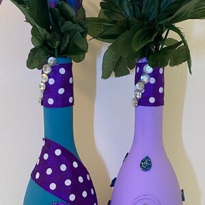 Wine Bottle|decor|home Decor|purple|pooka Dots |hand Paint|spots|stones ...