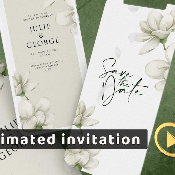 White Flower Wedding Invitation - Etsy