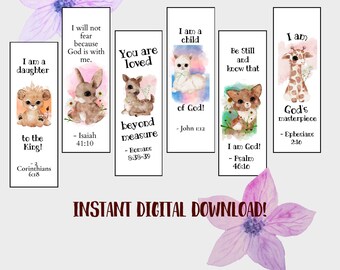 PRINTABLE Bible Verse Bookmarks for Kids Animal Bookmarks - Etsy