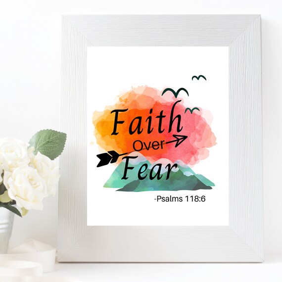 Faith Over Fear Printable Christian Wall Art Motivational | Etsy