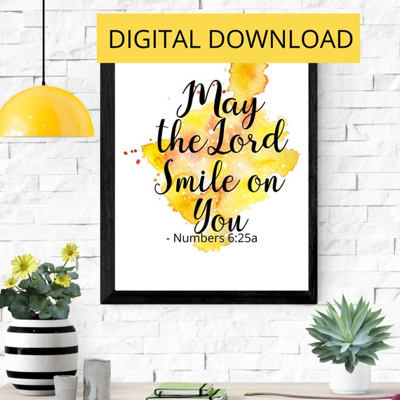 May The Lord Smile on you Wall Art Numbers 6:25a Christian | Etsy