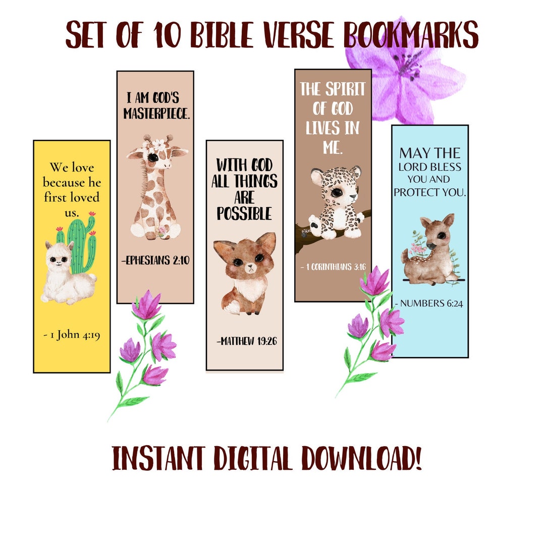 Bible Verse Bookmarks, Bookmark Printables, Bookmarks for Kids, Set of ...