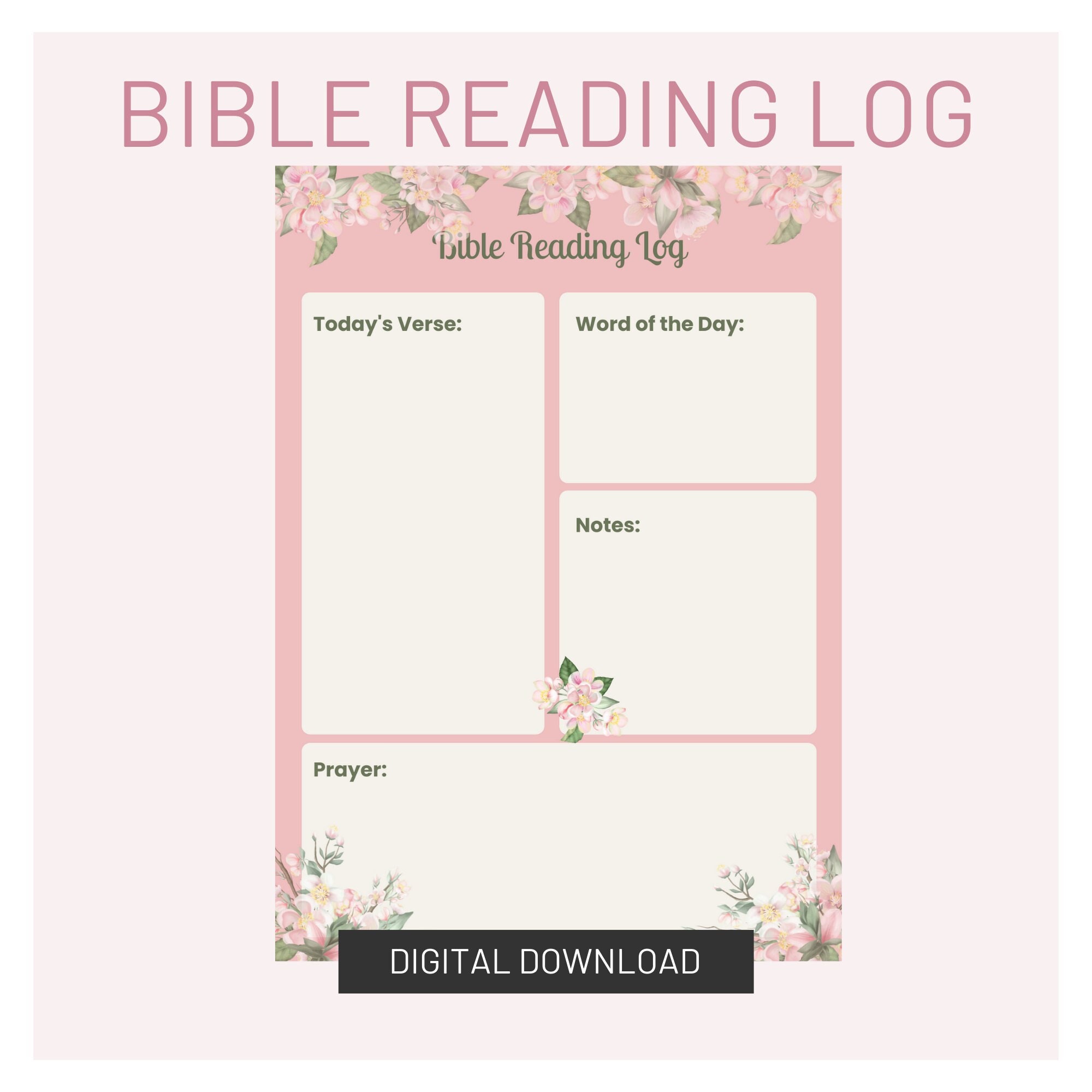 Bible Reading Log, Bible Reading Printable, Daily Scripture Printable ...