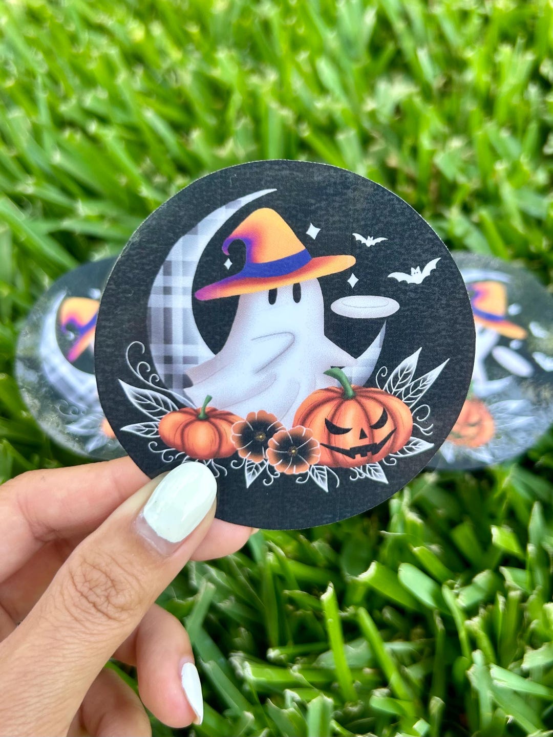 Halloween Ghost Ultimate Frisbee Sticker: Waterproof Vinyl Lamination ...