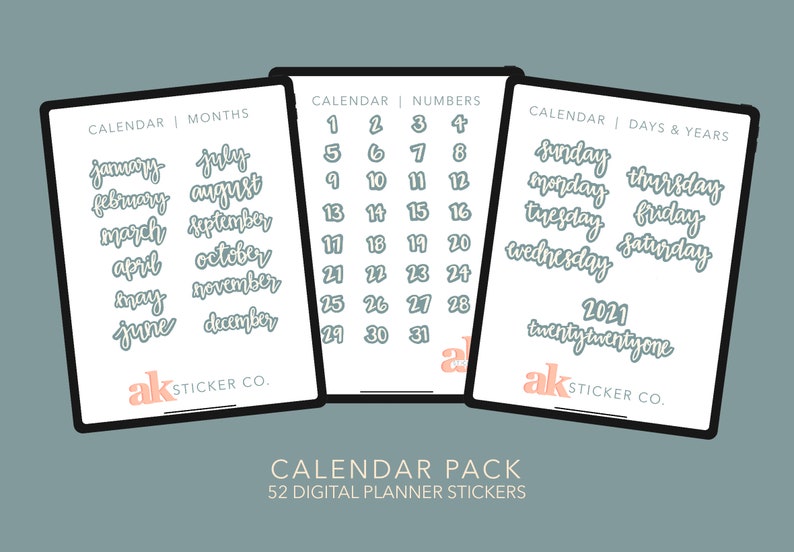 Digital Planner Sticker Download for iPad - Calendar Pack - Etsy